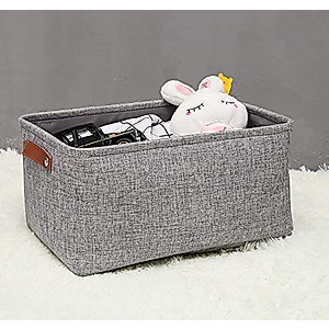 QURTS Large Storage Bins(15.74 x 11.81 7.87 inches), Foldable Fabric Baskets with Handles for Cupboards, Wardrobe, Shelves, Bathroom, Clothes, Toys, Towel (Grey, 3 Pack) Gray 15.6 11.7 7.8 inches