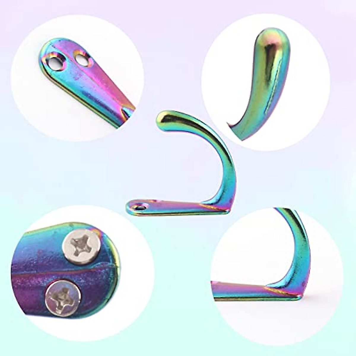 YEWIN 12pcs Rainbow Metal Wall Hooks-Vintage Mounted Hook Hangers with 24pcs Screws for Robe Coat, Towel, Hanging Hat, Cap, Scarf, Cup, Key, Bag (Rainbow 12pcs)