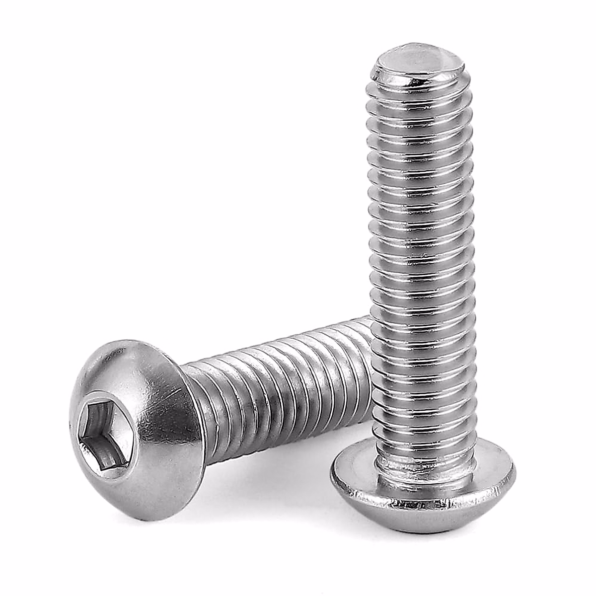 M5-0.8 x 14 mm Button Head Socket Cap Screws, Stainless Steel 18-8 (304), Bright Finish, Fully Threaded, 50 PCS