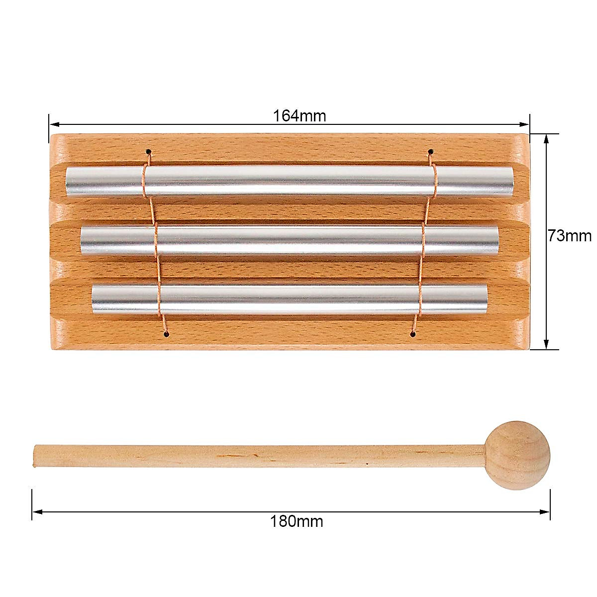 Meditation Trio Chime, AKLOT Chime Three Tone Trio Chime Bell Hand Percussion Chimes for Prayer Meditation Yoga Teachers' Classroom Management