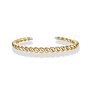 PAVOI 14K Yellow Gold Plated Twisted Chunky Bangle Bracelet | 14K Gold Plated | Lightweight Everyday Jewelry (7, Yellow Gold)