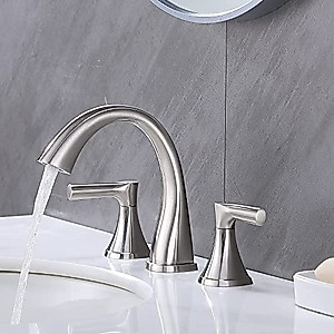 VAPSINT Widespread 2 Handle 3 Hole Brushed Nickel Bathroom Faucet,Modern Lavatory Vanity Bathroom Sink Faucet with Pop Up Drain