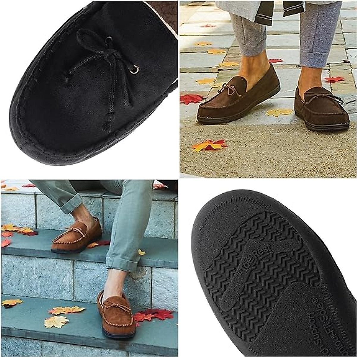 isotoner Men's Slippers, Microsuede Moccasin Indoor/Outdoor House Shoes with Cooling Memory Foam and Skid Resistance