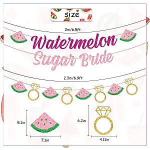 Summer Bachelorette Party Decorations, Pink Green Watermelon Sugar Bride Banner, Tropical Bridal Shower Party Decor Watermelon Garland for Bride Shower Engagement Wedding Party Supplies