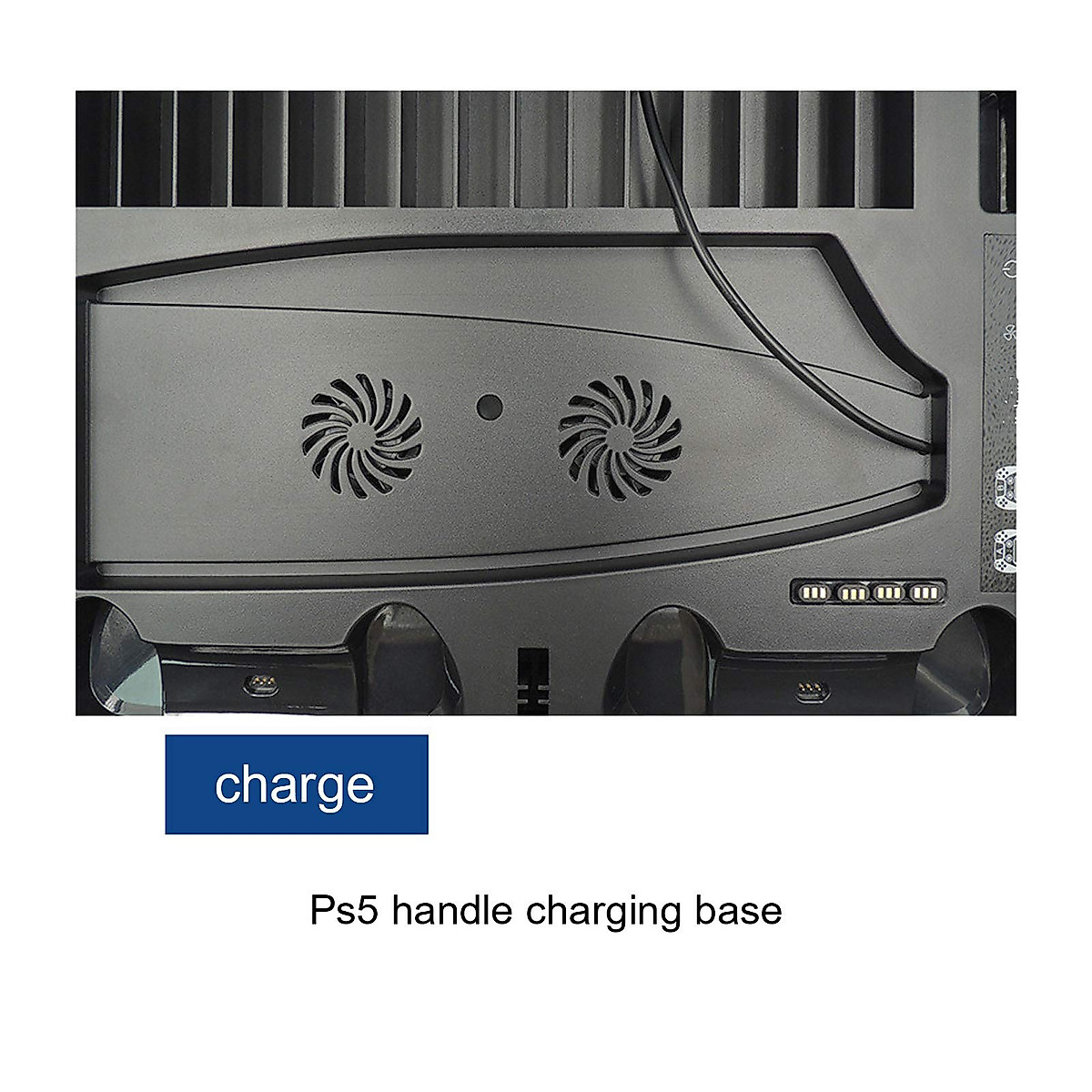 Sequn Vertical Charging Stand for Playstation 5 with Cooling Fan for PS5 Digital Edition/Ultra HD Console, Charging Dock Station with 15 Game Storage Slots and Dual Controller Charger Ports