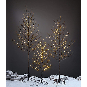 Lightshare Set of 3 Star Light Trees, Including 3 feet, 5 feet, and 6 feet, Warm White, Brown Branch