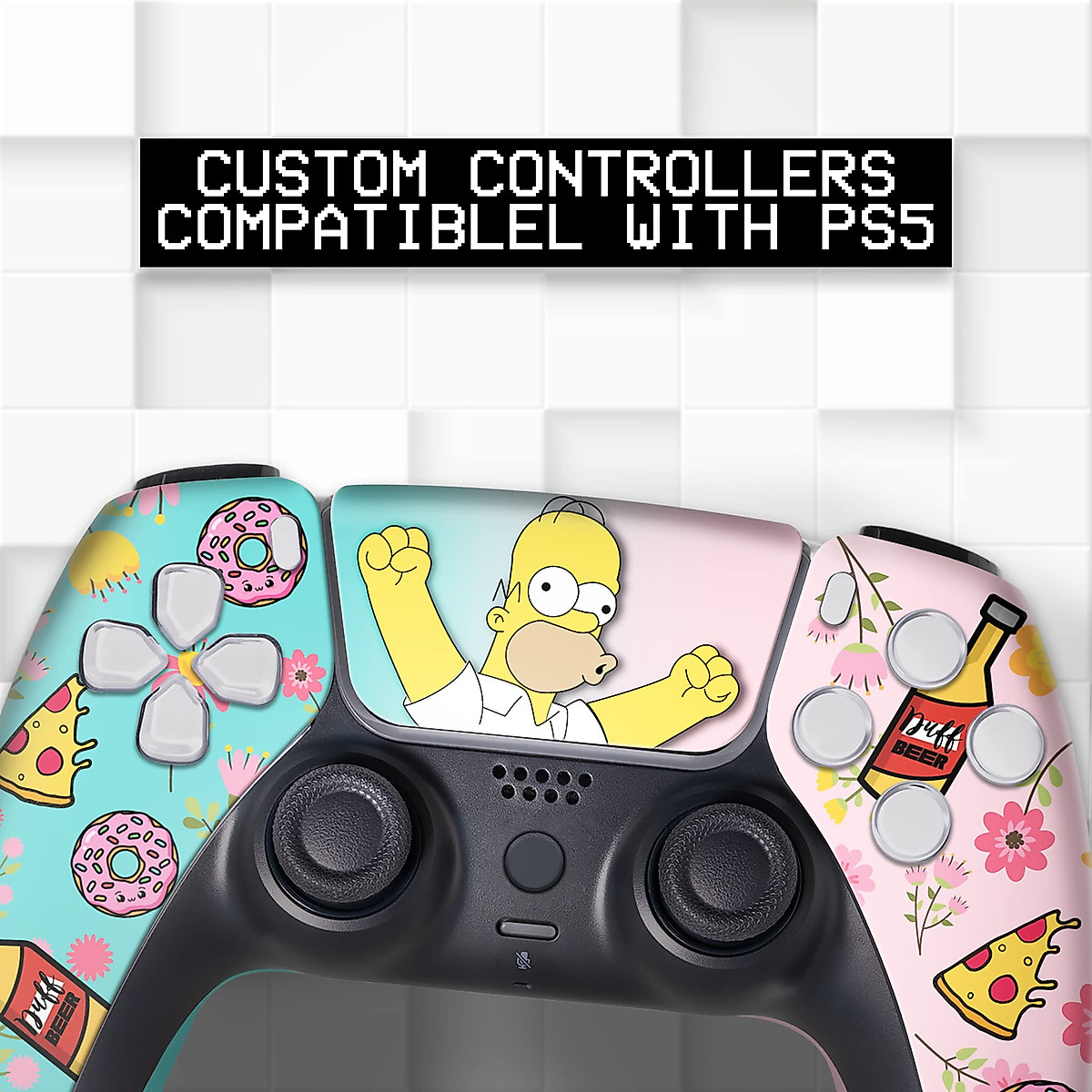 BABY CUDDLE BOX Simpsson Custom PS-5 Controller Wireless compatible with Play-Station 5 Console by BCB Controllers | Proudly Customized in USA with Permanent HYDRO-DIP Printing (NOT JUST A SKIN)