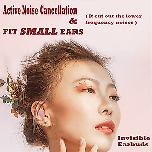 Xmenha Pink Invisible Earbuds Wireless Bluetooth Smallest Tiny Mini Hidden Earbuds for Work Small Ears Earplug Headphones Women Workout Cute Kawaii Girls Gaming Sleep Headphones Micro Pink Earphones