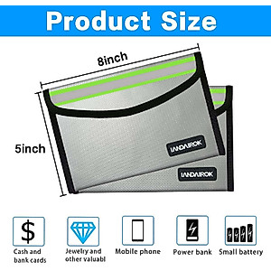 5"x8" Small Fireproof Bag Money Bag Home Office Travel Fireproof Safe Storage Pouch for Document Cash Valuables Jewelry Keys Mobile Power Supply Power Bank Lipo Battery