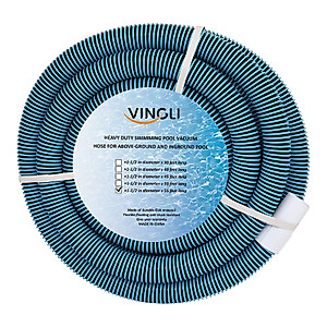 VINGLI 1-1/2-Inch by 55-Feet Pool Hose Commercial In-Ground and Above-Ground Pool Swimming Pool Vacuum Hose, Blue