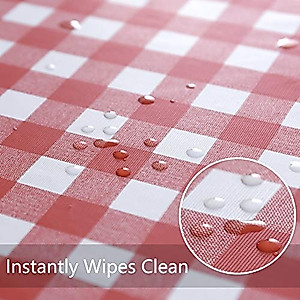 Obstal 100% Waterproof PVC Table Cloth, Oil-Proof Spill-Proof Vinyl Rectangle Tablecloth, Wipeable Table Cover for Outdoor and Indoor Use, 54x78 Inch, Red and White Checkered Pattern