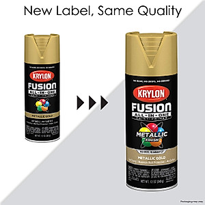 12 oz Krylon K02770007 Gold Fusion All-In-One Paint & Primer Spray Paint, Metallic