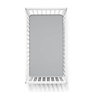 PHF Soft Mini Crib Sheets Set, 2 Pack Silky Comfy Pack N Play Sheets for Boys Girls, Universal Fit for Pack N Play, Playard and Mini Crib Mattresses, Grey & Grey