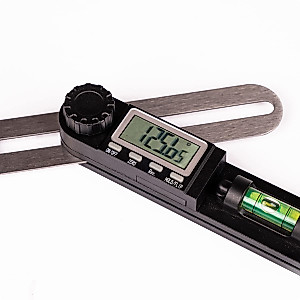 General Tools ANGLE-IZER T-Bevel Gauge & Protractor with Bubble #928 - Digital Angle Finder with Full LCD Display & 8" Stainless Steel Blade Level, Black