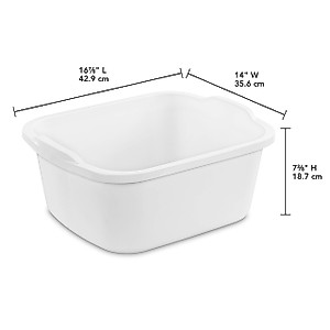Sterilite 648806 18 Quart Dishpan, White - Pack of 6
