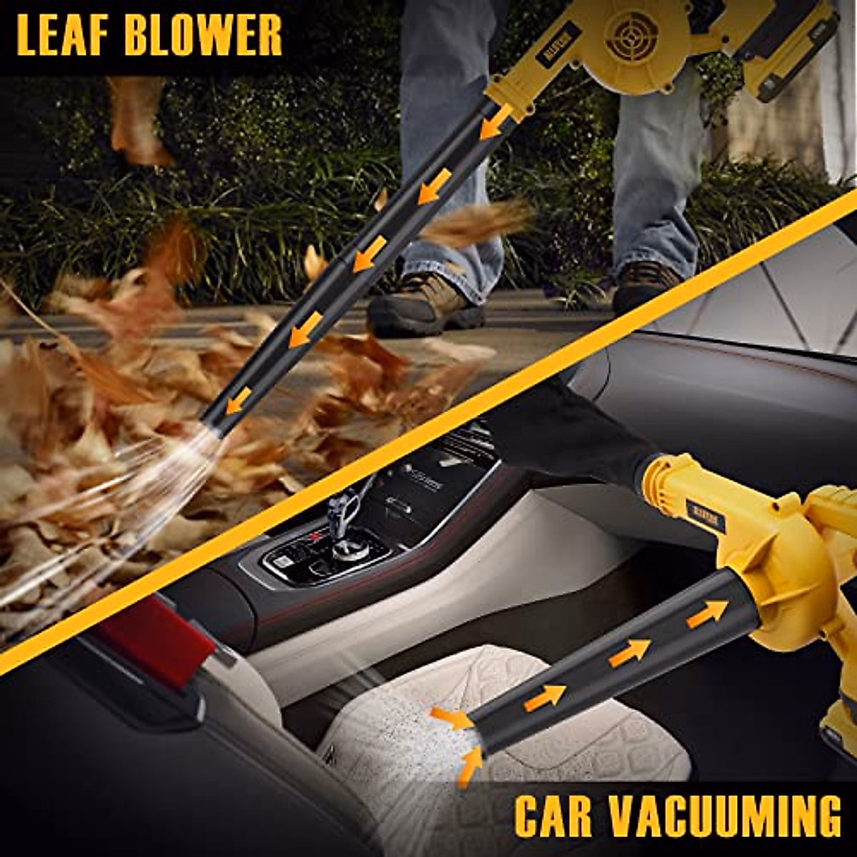 Cordless Leaf Blower for Dewalt 20V Max Battery, 2-in-1 Electric Leaf Blower & Vacuum for Yard Cleaning(Battery Not Included)