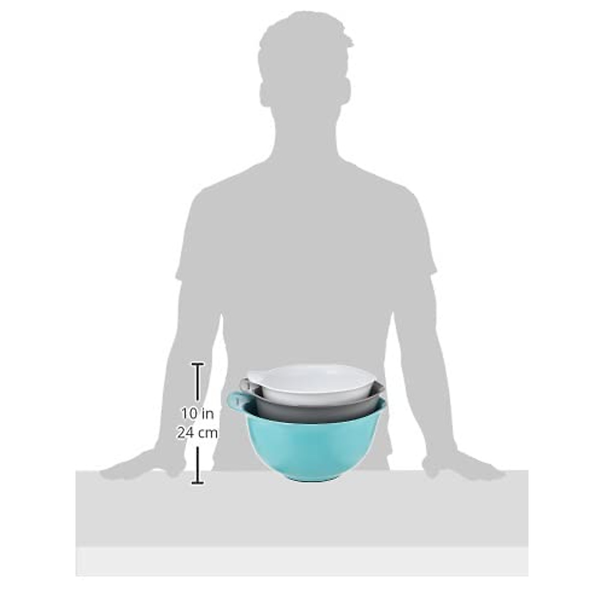 KitchenAid Universal Silicone Mixing Bowls, Set Of 3, Aqua Sky White Gray