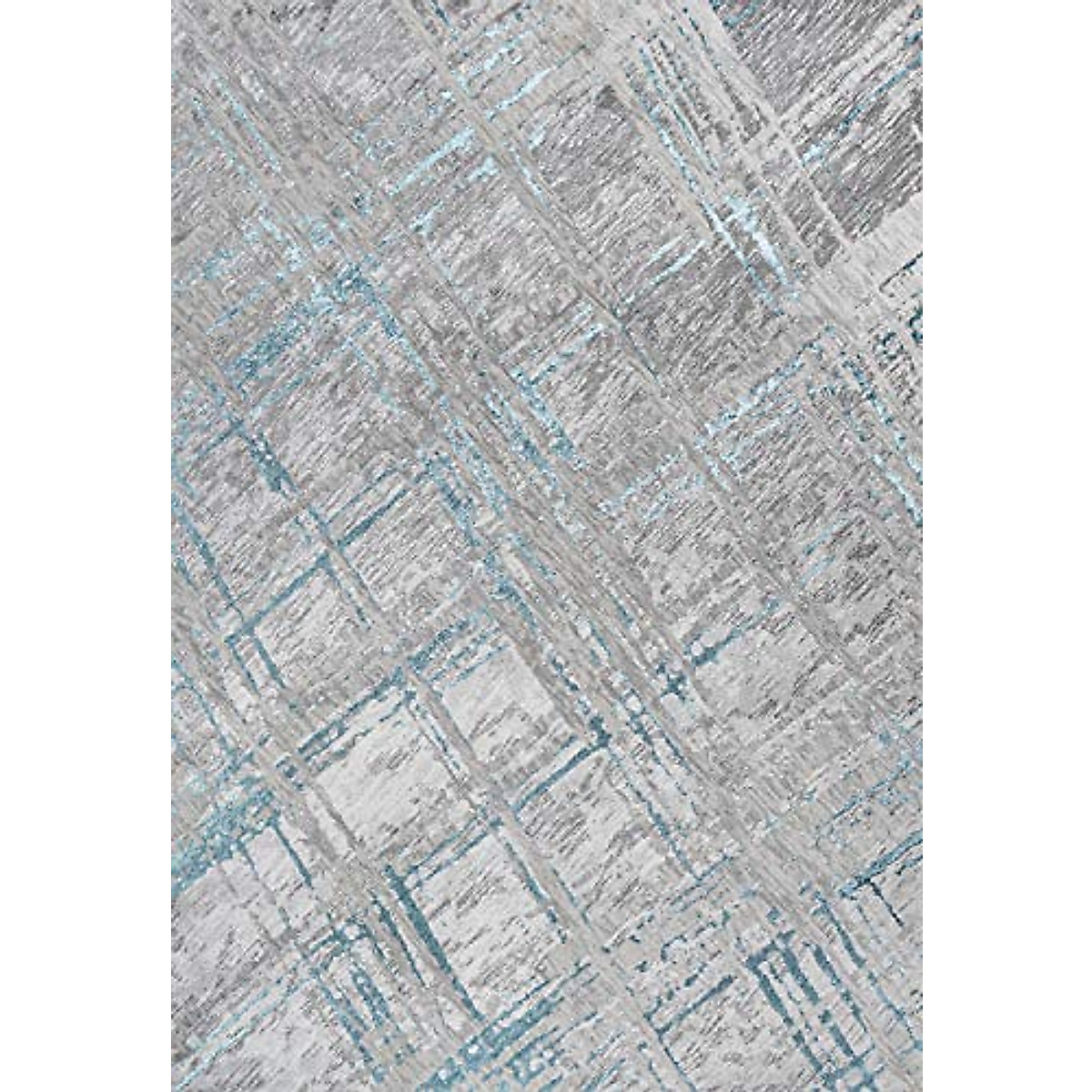 JONATHAN Y SOR201A-5 Slant Modern Abstract Indoor Area-Rug Contemporary Solid Striped Easy-Cleaning Bedroom Kitchen Living Room Non Shedding, 5 ft x 8 ft, Gray/Turquoise