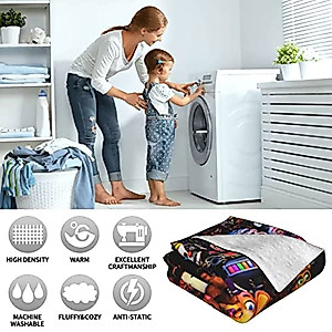 Fabhuman FNAF Throw Blanket Freddy Warm Halloween Flannel Blankets Super Soft Luxury Horror Blanket for Bed Couch Living Room All Season 50''x40''