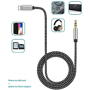 [Apple MFi Certified] iPhone to 3.5mm Car AUX Stereo Audio Cable (3FT/1M), Lightning to 3.5mm Nylon AUX Adapter Compatible with iPhone 14/13 Pro/12/11/XS/XR/X 8 7/iPad to Home Stereo/Speaker/Headphone