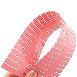 SJZBIN 4PCS 37x7cm Pink Drawer Dividers, Adjustable Drawer Dividers Organizer Separator for Clothes Makeup Storage of Dresser for Bathroom, Bedroom, Kitchen and Office