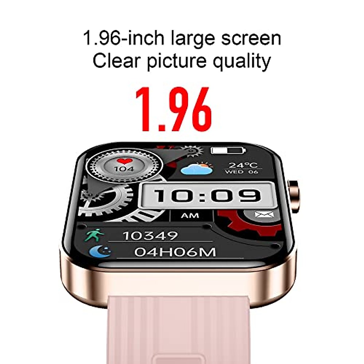 Bzdzmqm Smart Watch for Android Phones for iPhone, 1.96-inch HD Large Screen Smartwatch, Bluetooth Call Health Detection with Password Lock Sports Watch with Text and Call