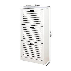 GEDELITE Entryway Shoe Cabinet, White Shoe Storage Cabinet with 3 Flip Doors,Shoe Cabint,20.94x9.45x43.11 inch