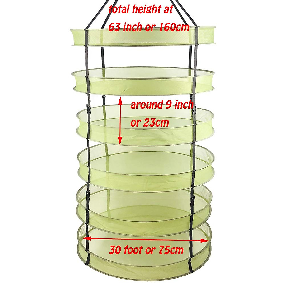 HORTIPOTS Herb Drying Rack Collapsible 2.5 ft Hanging Dry Net Rack for Hydroponic Herb Pot Vegetable Fruit Flower or Clothes Laundry