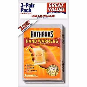 HotHands Hand Warmers - Long Lasting Safe Natural Odorless Air Activated Warmers - Up to 10 Hours of Heat - 3 Pair 2 Pack