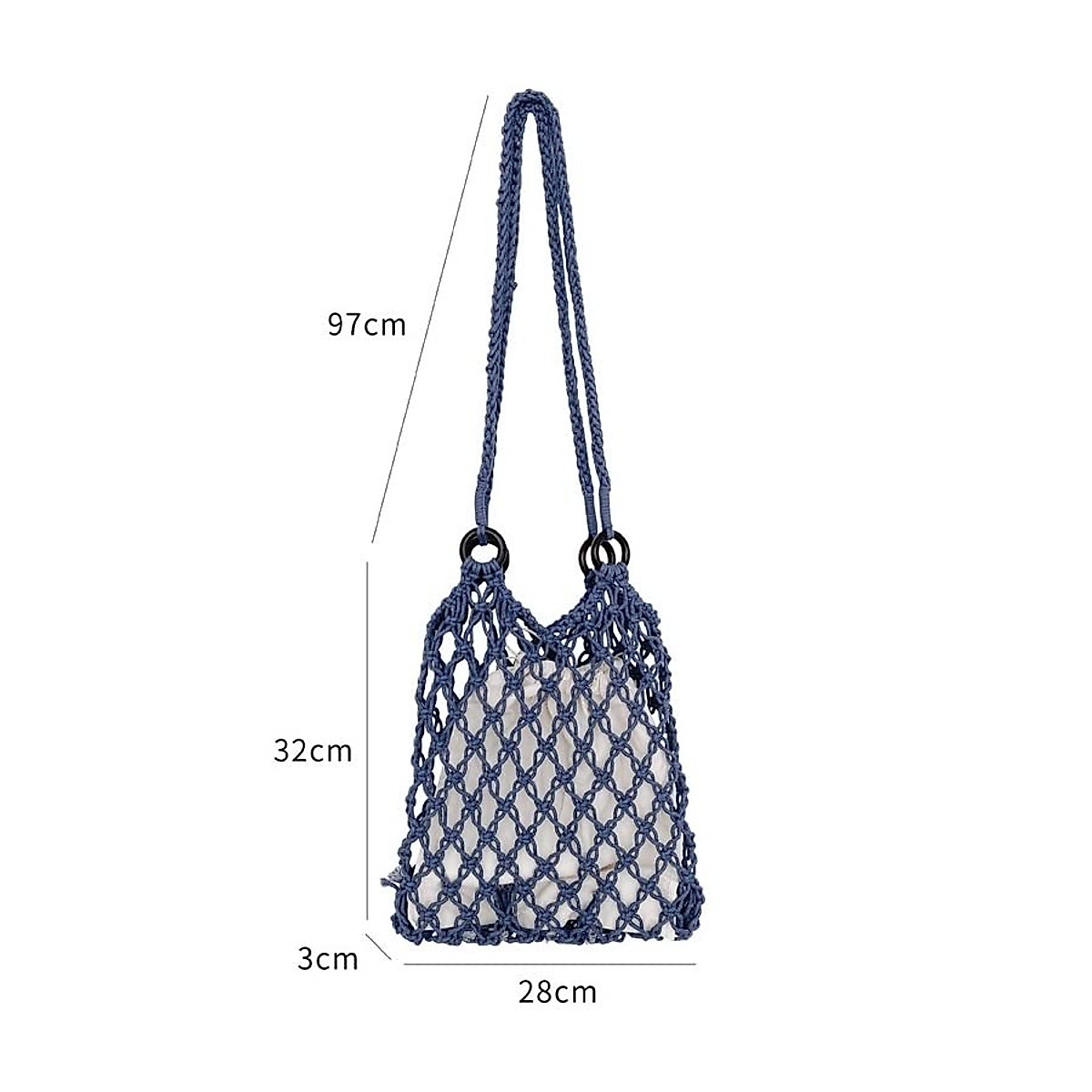 TKFDC Women Handbags Ladies Net Hollow Tote Bag Korean Female Woven Shoulder Bag Beach (Color : Black, Size : 32 * 28cm)