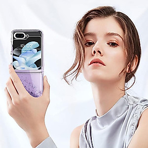 Case for Samsung Z Flip 5 Case Glitter, Samsung Galaxy Z Flip 5 Case Glitter Shiny Bling Sparkle Liquid Floating Quicksand Cover Soft TPU Slim Shockproof Protective Phone Case for Women Girls, Purple