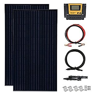 WUZECK Solar Panel Kit 12V 200W Lightweight 100Watt Monocrystalline PV Module with 20A Charge Controller Off Grid Power for Boat Rvs Cabin Battery Backup(200W Solar Panel kit)