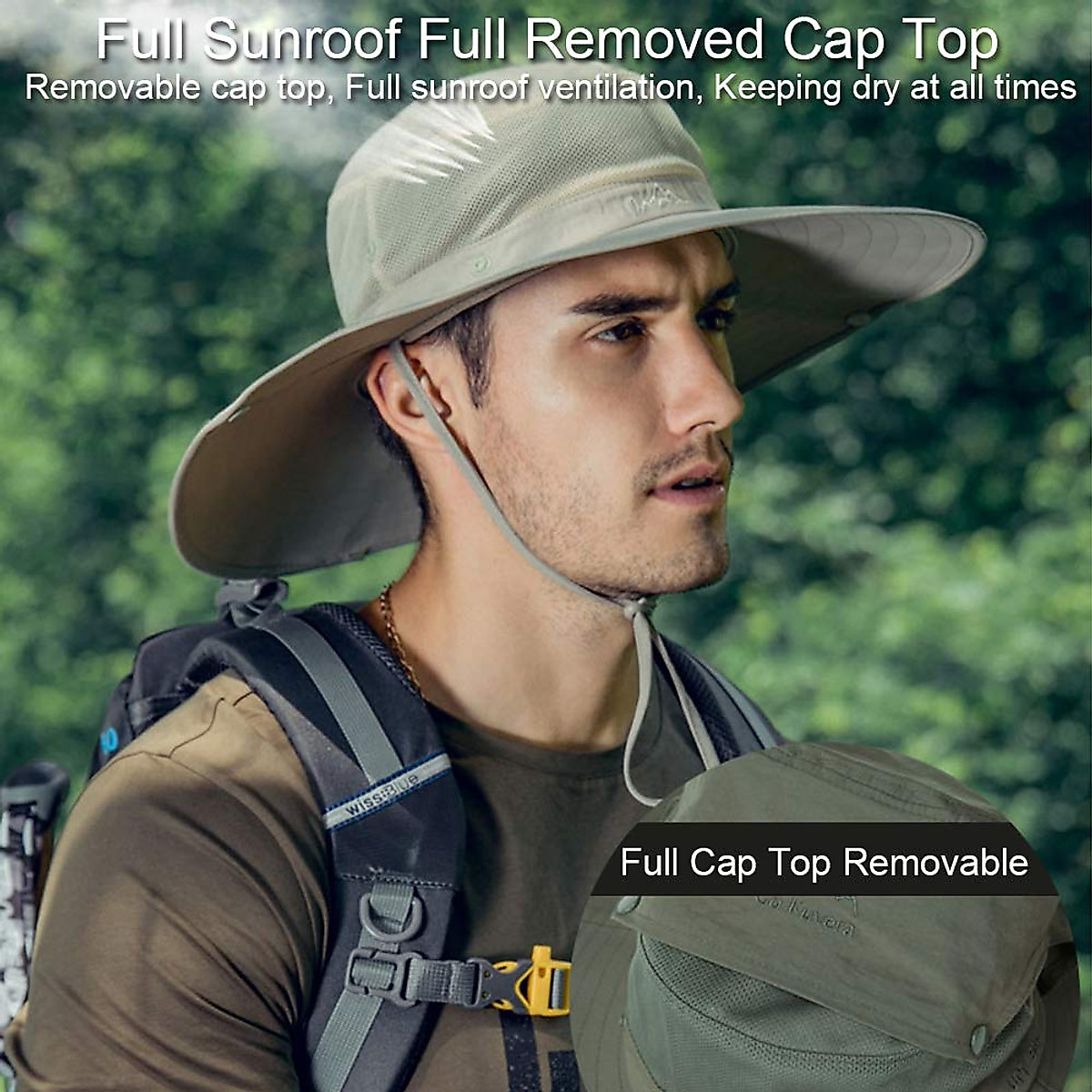 Cooltto Wide Brim Sun Hats with Waterproof Breathable for Fishing, Hiking, Camping，for Men Women Kids Army Green