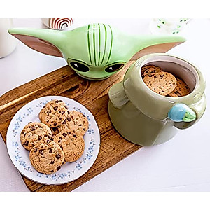 Star Wars: The Mandalorian Grogu The Child 13-Inch Ceramic Cookie Jar Container With Lid | Kitchen Storage For Snacks