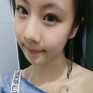 Black Ear Cuff Earrings for Women Non Piercing,Ear Wrap Earrings Long Tassel Ear Cuffs Chain Droping Earrings Jewelry(C:Bullet B)