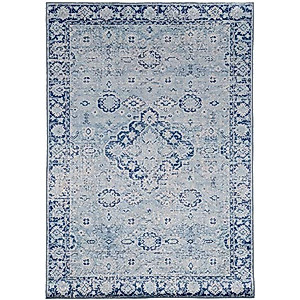 Honora Arcadia Blue/Ivory 5' x 7' Flat No Pile Area Rug by Linon