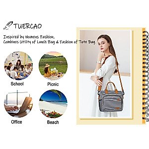 TuErCao Insulated Lunch Bags for Women Men - Freezable Leakproof Adult Lunch Box for Work Office School - Reusable Lunch Tote Bag Portable Soft Side Cooler Bag for Travel Beach Picnic Camping