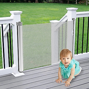 Retractable Baby & Pet Safety Gate, Extra Wide 54" x 34", Indoor & Outdoor, Gray - Jool Baby