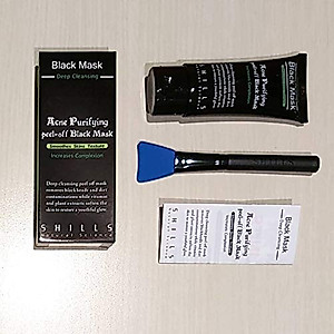 SHILLS Charcoal Mask for Men, Purifying Peel Off Mask, Face Mask Peel Off, Face Mask Deep Clean Pore, Blackhead Remover, 1 Bottle (1.69 fl. oz) and a Brush Set