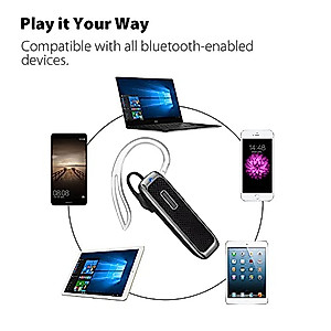 Marnana Bluetooth Headset, Wireless Bluetooth Earpiece with 18 Hours Playtime and Noise Cancelling Mic, Ultralight Earphone Hands-Free for iPhone iPad Tablet Samsung Android Cell Phone Call - Black