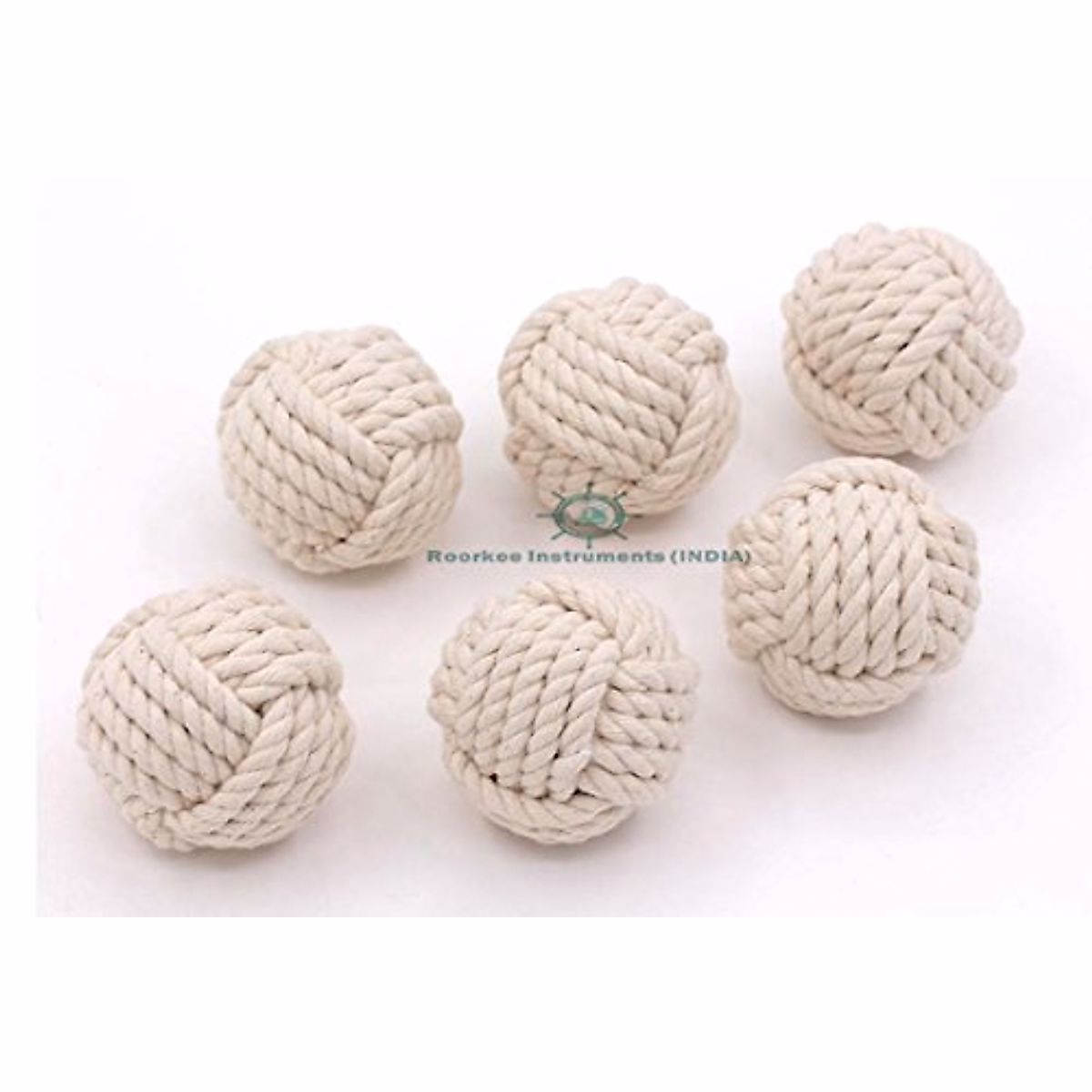 RII 6pcs 2.5" Nautical Decorative Rope Ball, Cotton Rope, Nautical Bowl Filler, Rope décor, Vase & Tray Bowl Filler, Home Tabletop Décor, Wedding and Party Display Props, Housewarming Gift