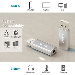Cubilux USB to 3.5mm Audio Adapter with 192KHz/24bit DAC, USB A to 1/8” TRRS Stereo Combo Headphone Jack Dongle Compatible with Mac Pro/Mini, PS5 PS4, Windows Linux Laptop PC Computer Raspberry Pi