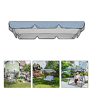 Patio Swing Canopy Replacement Top Cover, Premium Waterproof Porch Swing Cover with Canopy, Outdoor Garden Swing Top Dustproof Cover for Courtyard Sun Shade, Top Cover Only (65x45x6),Gray