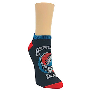 Ripple Junction Grateful Dead Steal Your Face and Pattern Women's 3-Pack Novelty Ankle Socks