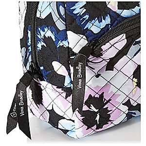 Vera Bradley Women's Cotton Large Cosmetic Makeup Organizer Bag, Plum Pansies - Recycled Cotton, One Size