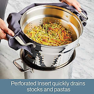 All-Clad Gourmet Accessories Stainless Steel Multi-Pot with Perforated, Steamer Insert, & Lid, 12 Quart, Silver