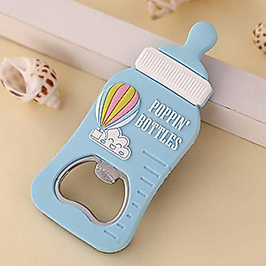 24Pack Poppin Bottle Shaped Bottle Opener Boy Baby Shower Favor 1st Birthday Gifts for Guest Kids Birthday Party Favor Mom-To-Be Party Souvenir/Keepsake,Baby Shower Decoration (Blue, 24)