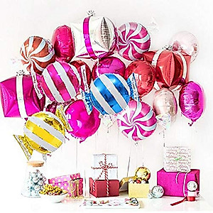 24pcs Sweet Candy Balloons for Birthday Wedding Parties, Including 16pcs Round Lollipop Balloons and 8pcs Candy Lollipop Balloons Aluminum Balloons.