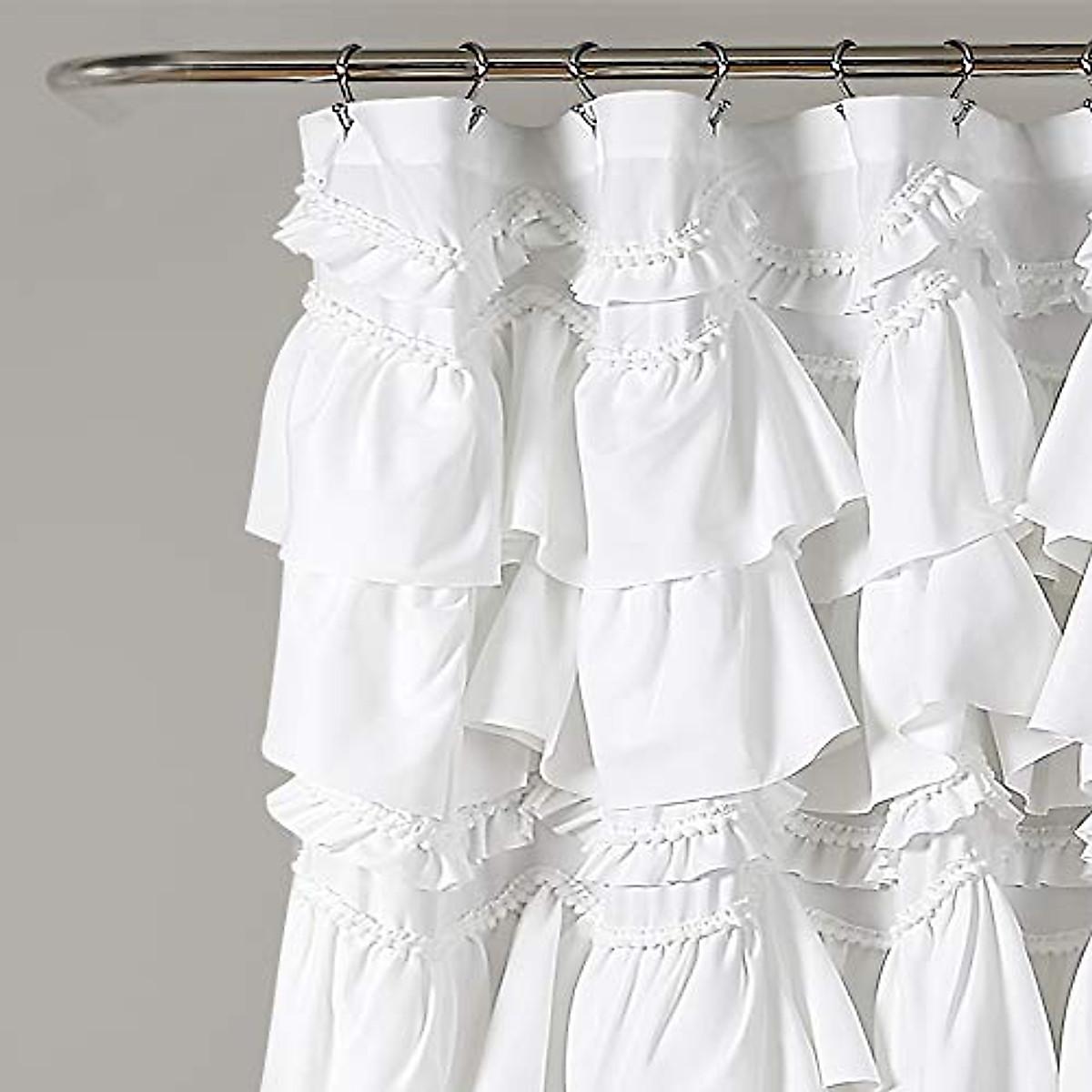 Lush Decor, White Kemmy Shower Curtain, 72" x 72"