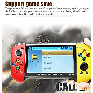 CZT New 5.1-inch Handheld Game Console Built-in 9100 Games Multiple simulators Game can be archived mp3/mp4 DV/DC E-Book Recorder Rechargeable Lithium Battery (Yellowred)